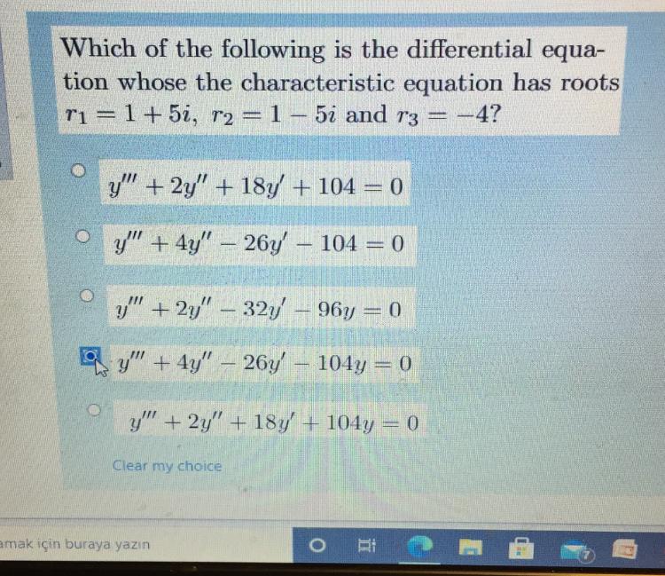Solved Which of the following is the differential equa- tion | Chegg.com