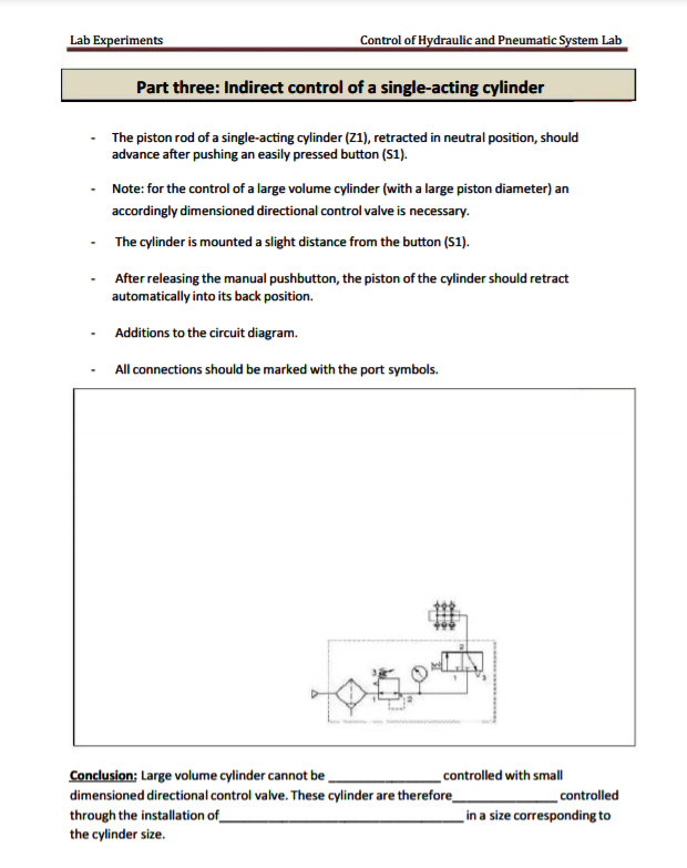 Basic Pneumatic Circuit Lab Report