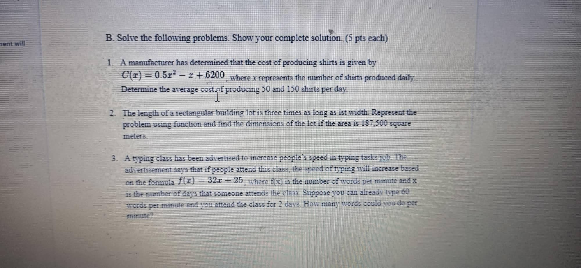 Solved A. Evaluate the different functions given below. | Chegg.com