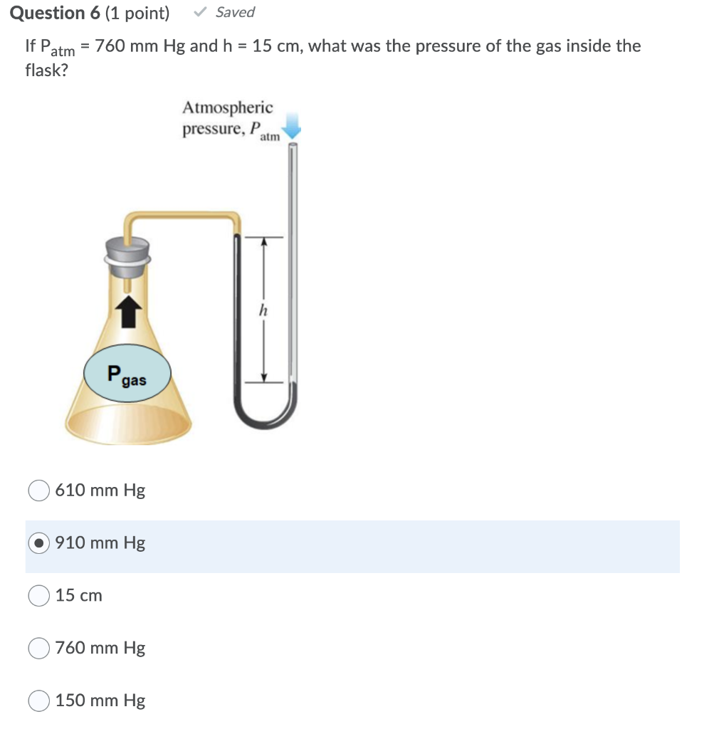 Solved Question 1 1 Point Saved If Patm Is 760 Mm Hg And Chegg