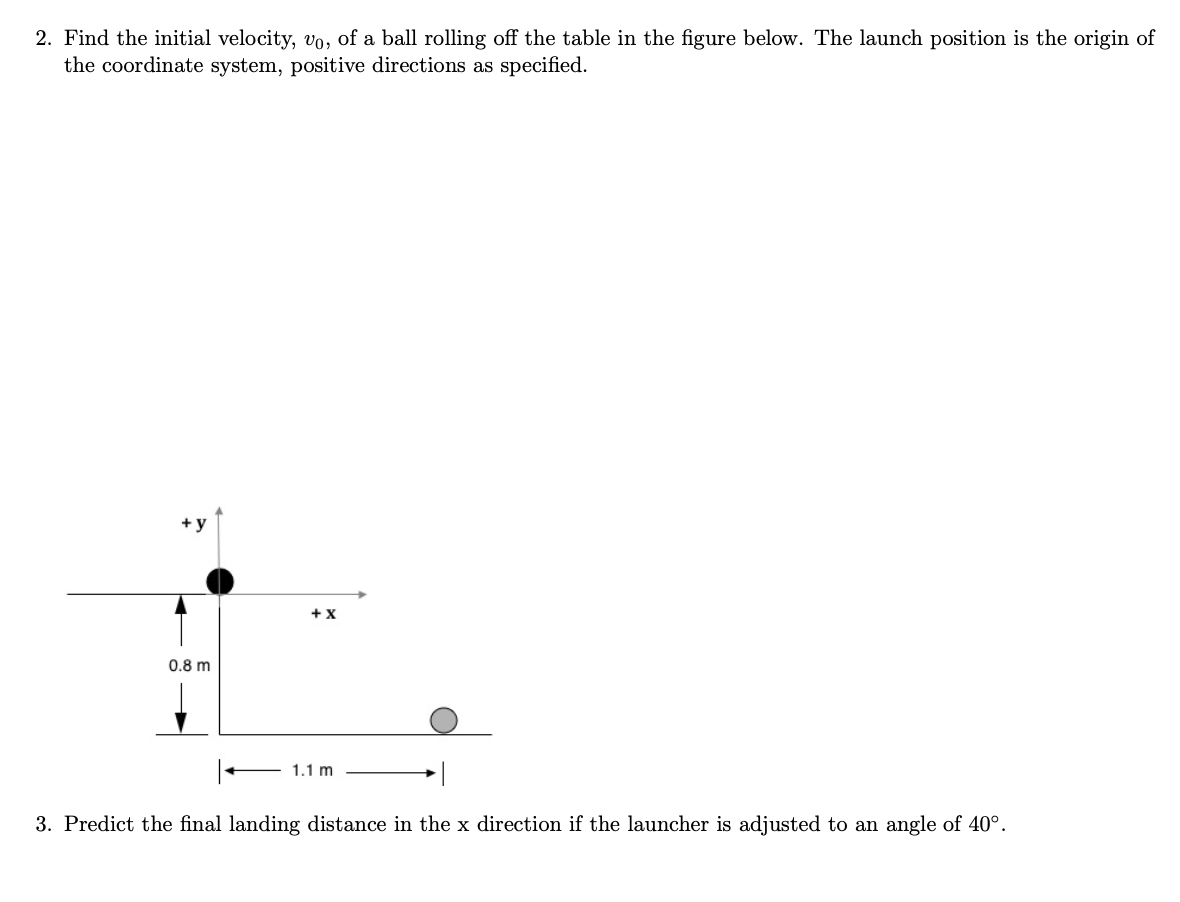 Solved 2. Find the initial velocity, v0, of a ball rolling | Chegg.com
