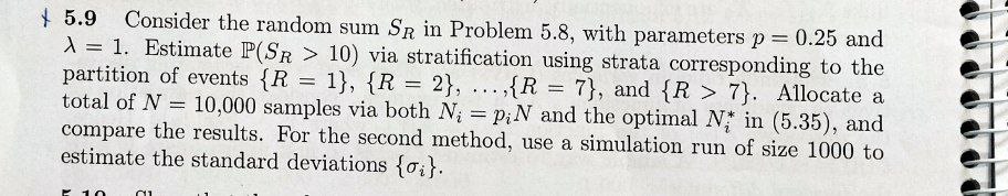 5.9 Consider the random sum SR in Problem 5.8, with | Chegg.com