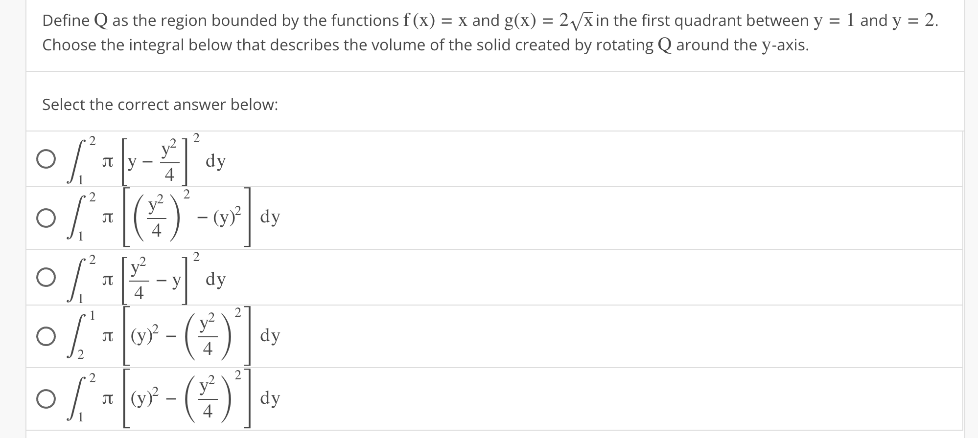 Solved Define Q as the region bounded by the functions | Chegg.com