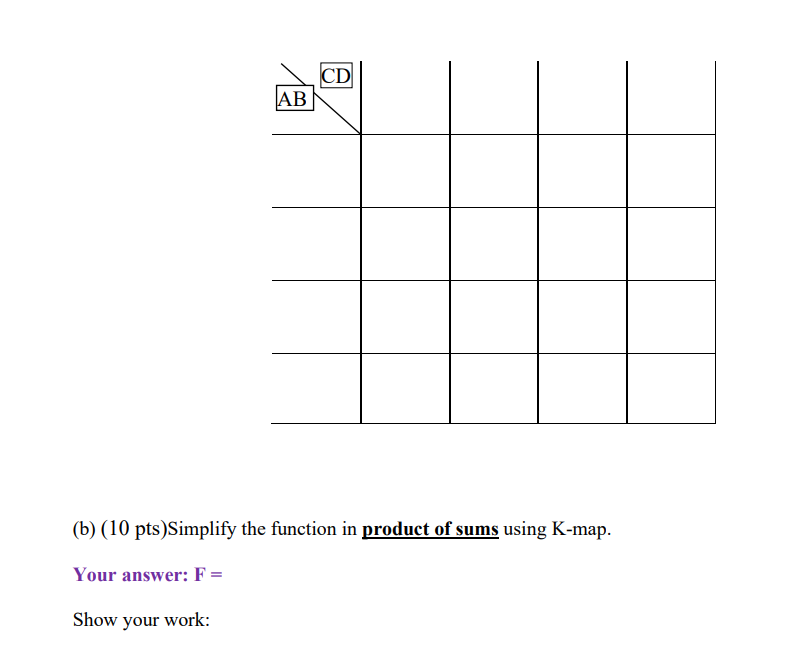 Solved 8 Given The Following Boolean Function F A B C D