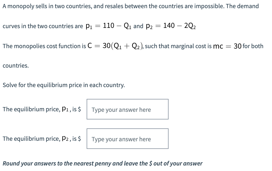 Solved A monopoly sells in two countries, and resales | Chegg.com
