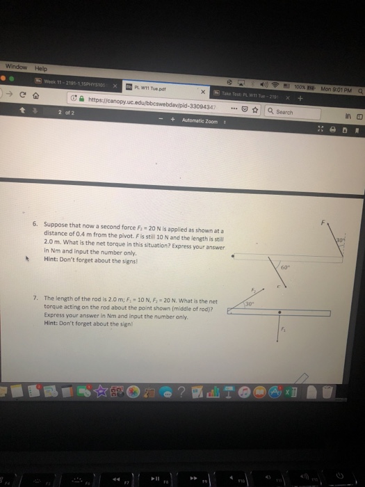 Solved ow Help week 11-2191-1-15PHYS105 Take Test: PL W11 | Chegg.com