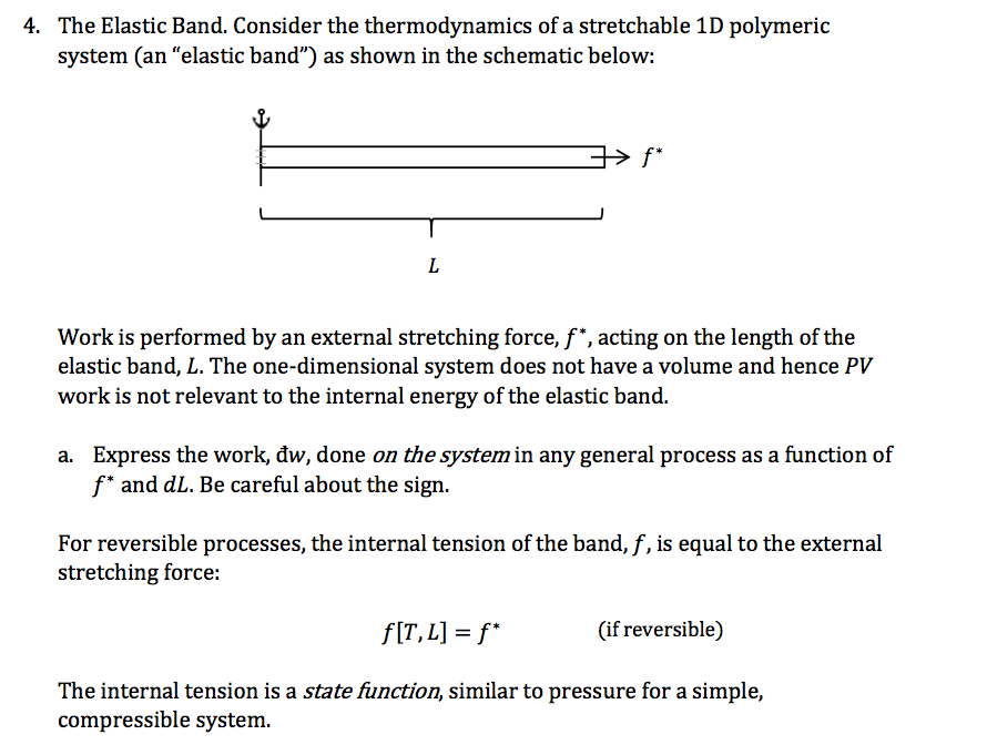 4. The Elastic Band. Consider the thermodynamics of a | Chegg.com