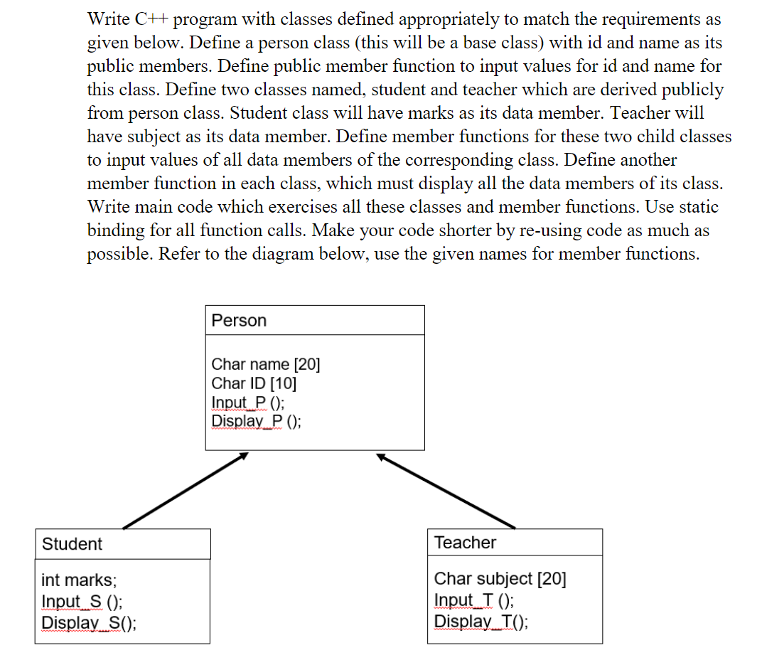 Solved Write C++ program with classes defined appropriately | Chegg.com