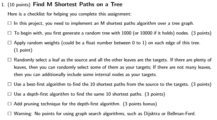 Solved 1. (10 points) Find M Shortest Paths on a Tree Here | Chegg.com