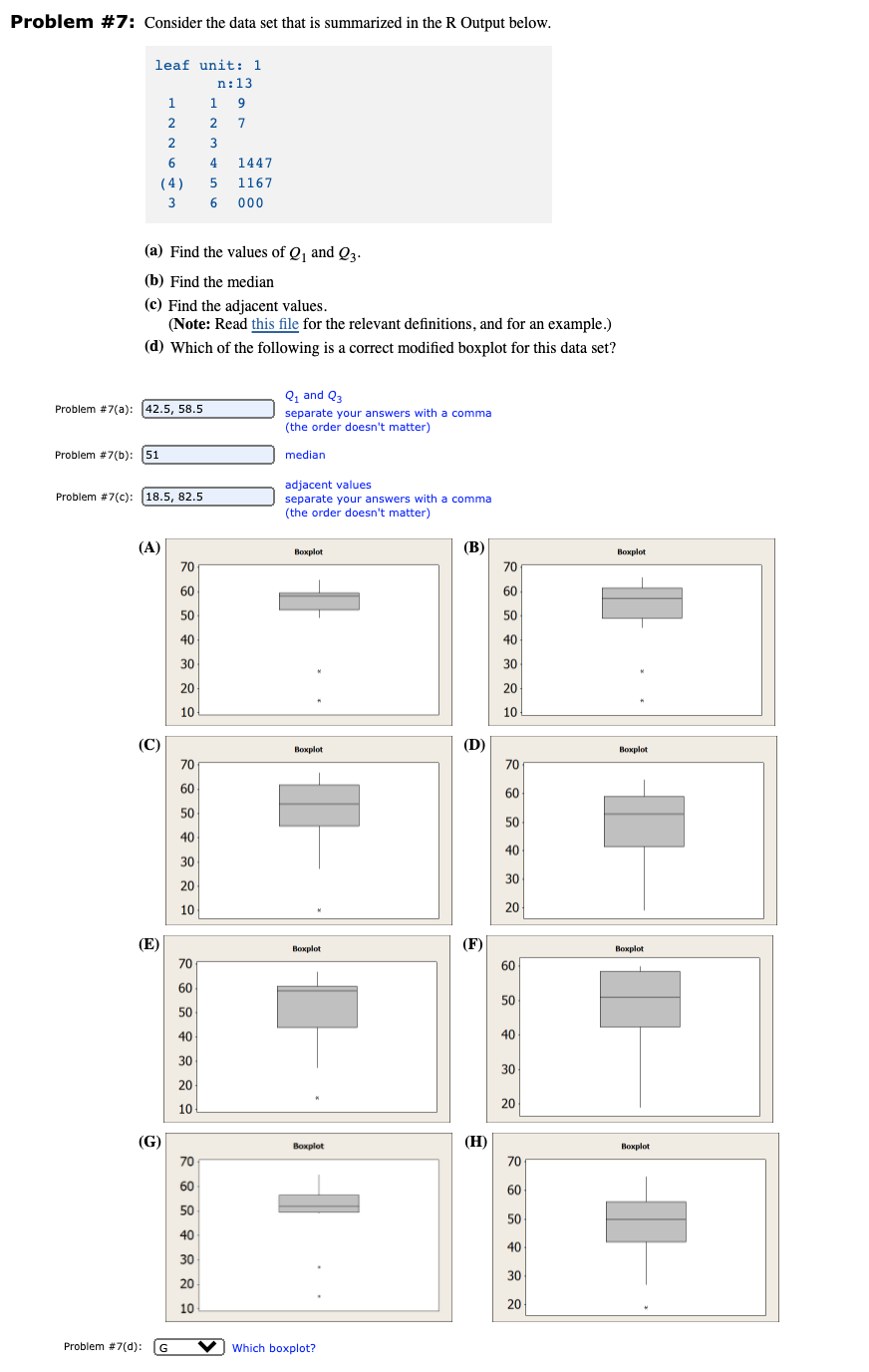 Solved Problem #7: Consider the data set that is summarized | Chegg.com