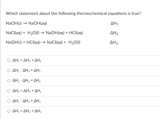 Solved Which statement about the following thermochemical | Chegg.com