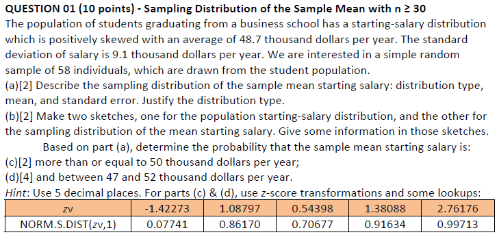Solved QUESTION 01 (10 points) - Sampling Distribution of | Chegg.com
