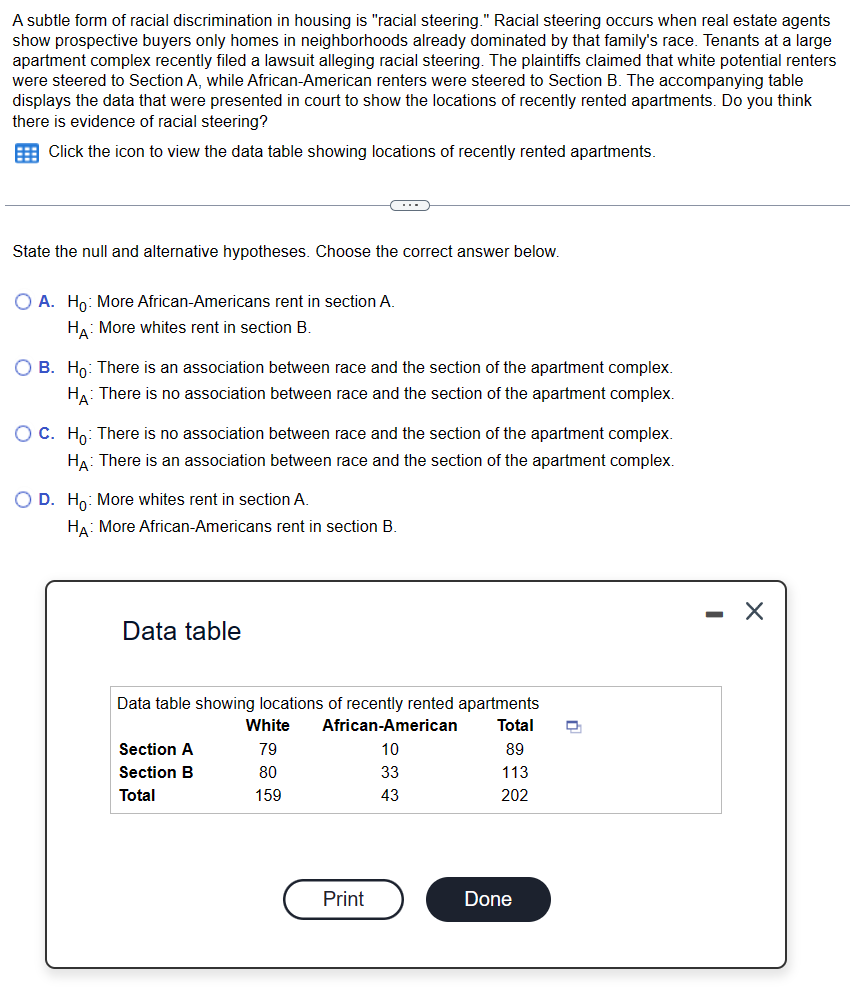 Solved A subtle form of racial discrimination in housing is | Chegg.com