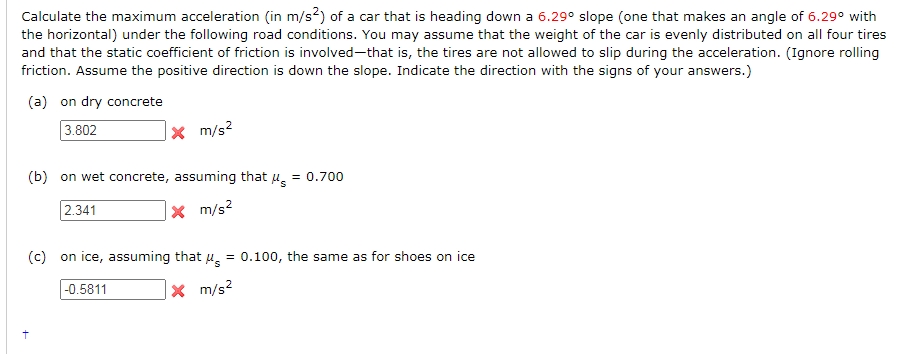 Solved Calculate the maximum acceleration (in m/s2) of a car | Chegg.com