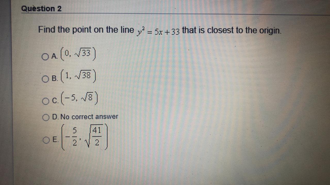 Solved Find the point on the line that is closest to | Chegg.com