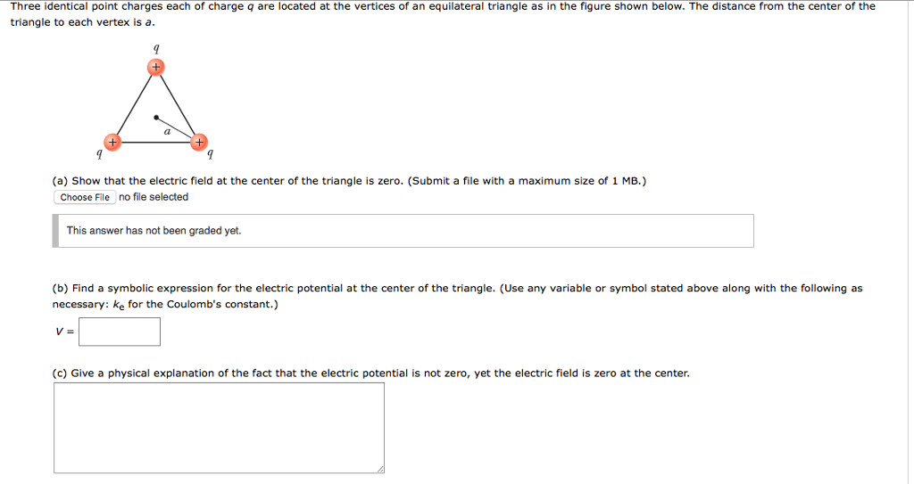 Solved Three identical point charges each of charge q are | Chegg.com