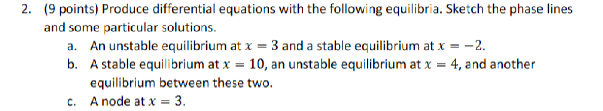 Solved 2. (9 points) Produce differential equations with the | Chegg.com