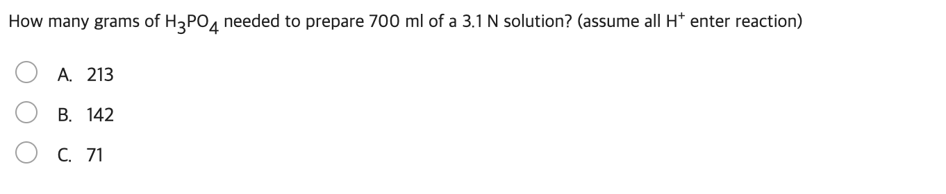 Solved How many grams of H3PO4 needed to prepare 700 ml of a | Chegg.com