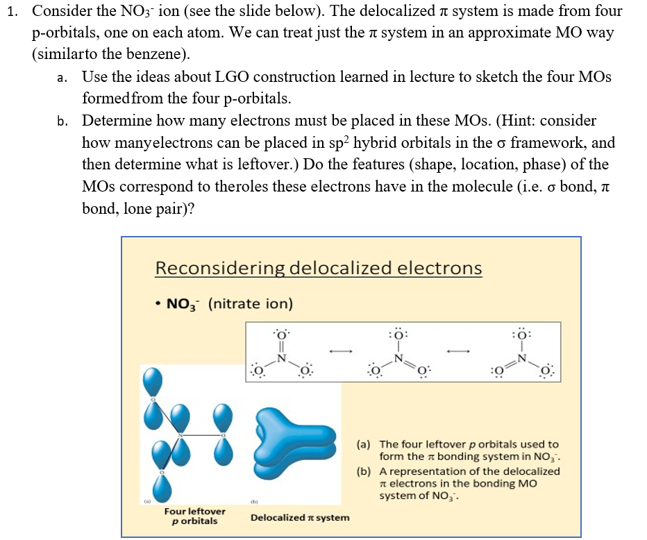 1. Consider the NO3-ion (see the slide below). The | Chegg.com