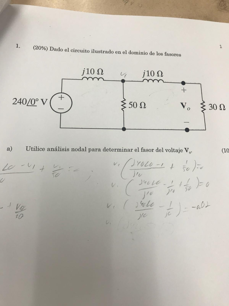 Solved given the illustrated circuit in the phasor domain | Chegg.com