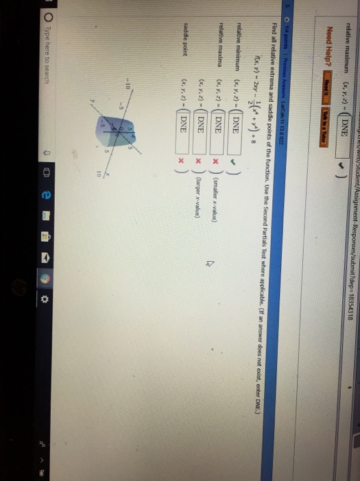 Solved maximum (x, y,2)-DNE Need Help? and saddle points of | Chegg.com