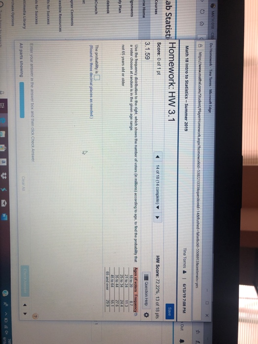 Solved 4# MATH 018 CBC Do Homework Tina Teres Microsaft Edge | Chegg.com