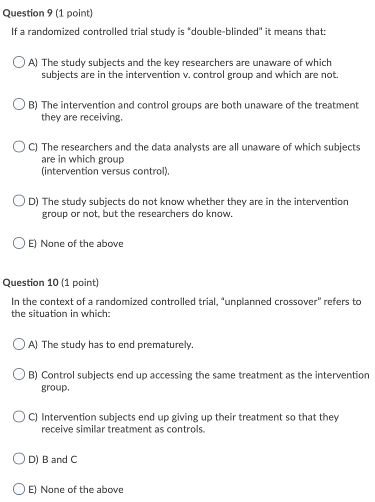 Solved Question 9 (1 point) If a randomized controlled trial | Chegg.com