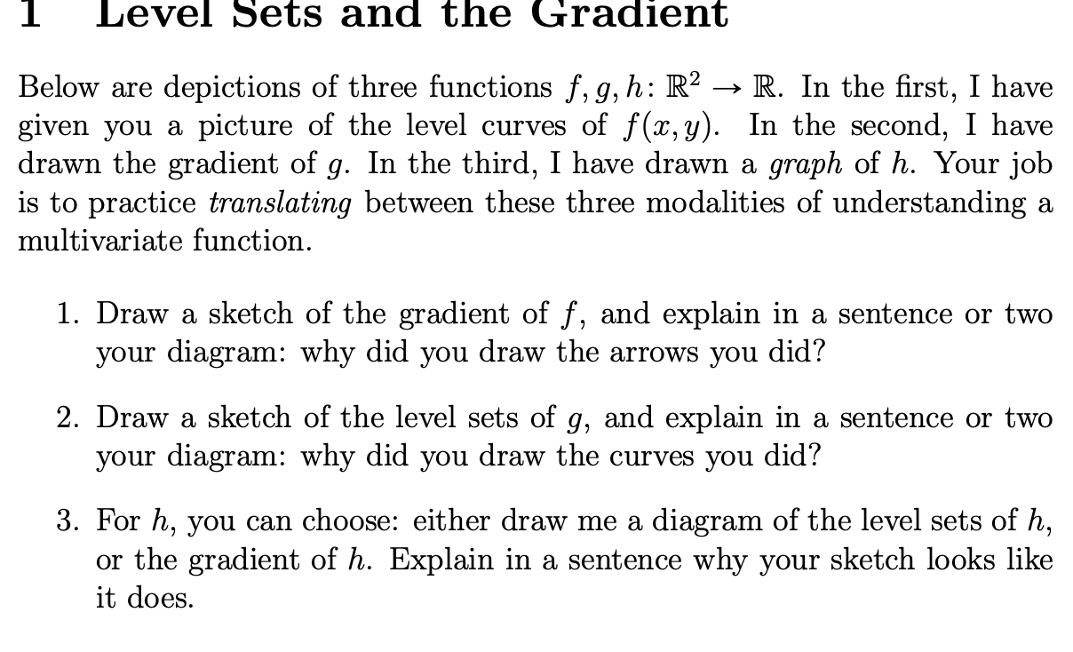 Solved Below are depictions of three functions f,g,h:R2→R. | Chegg.com