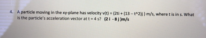 Solved A particle moving in the xy-plane has velocity v(t) = | Chegg.com