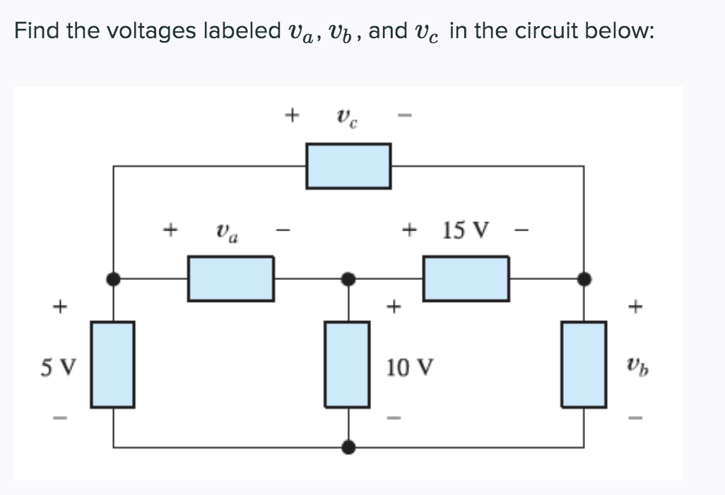 Solved Find the voltages labeled va, Vb, and vc in the | Chegg.com