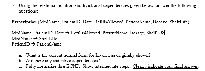 Solved 3. Using the relational notation and functional | Chegg.com