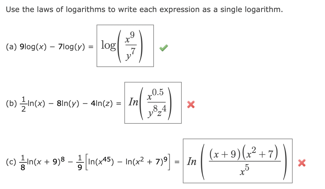 Solved Use the laws of logarithms to write each expression | Chegg.com