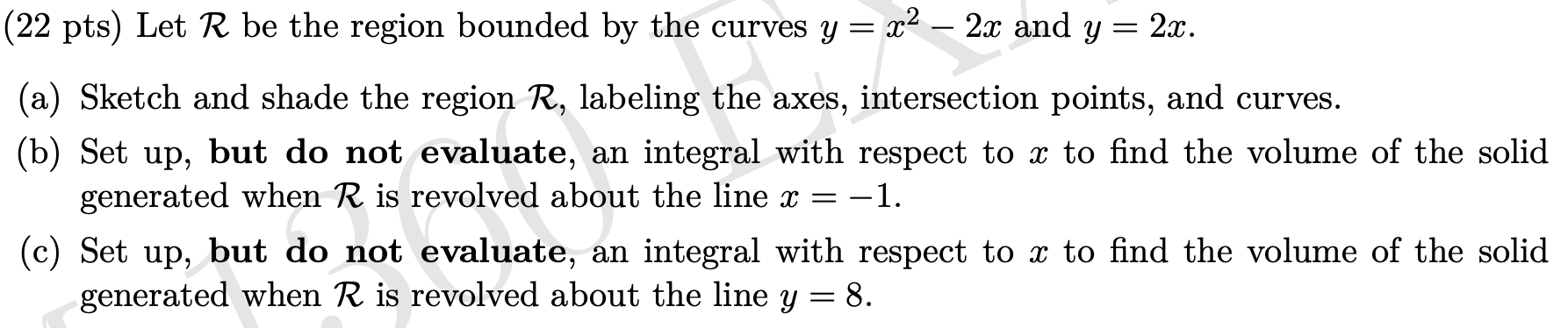 Solved Let R ﻿be the region bounded by the curves y=x2-2x | Chegg.com