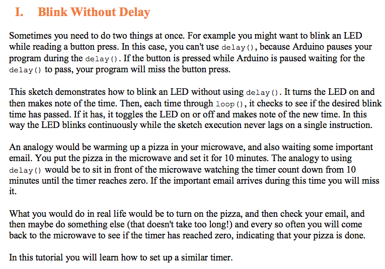 Solved I. Blink Without Delay Sometimes you need to do two | Chegg.com