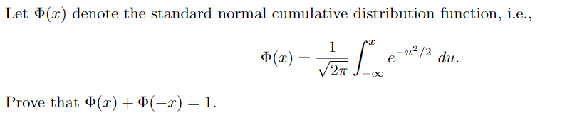 Solved Let (2) denote the standard normal cumulative | Chegg.com