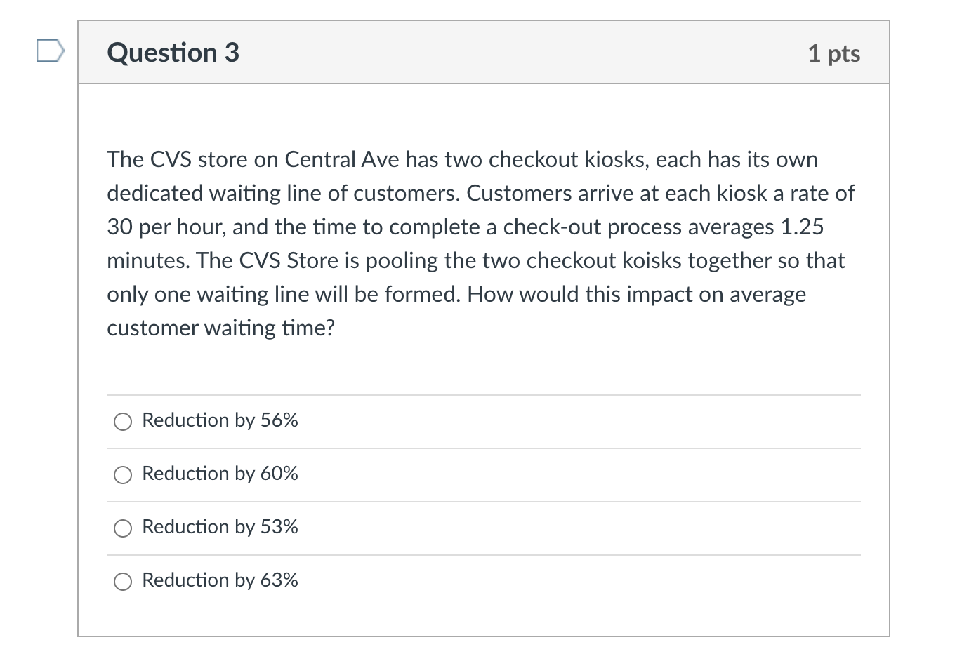 Solved Question 3 1 pts The CVS store on Central Ave has two | Chegg.com