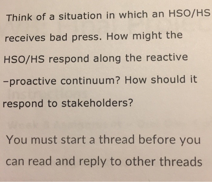 Solved Think of a situation in which an HSO/HS receives bad | Chegg.com