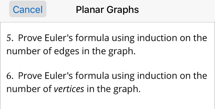 Solved Prove Euler's formula using induction on the number | Chegg.com
