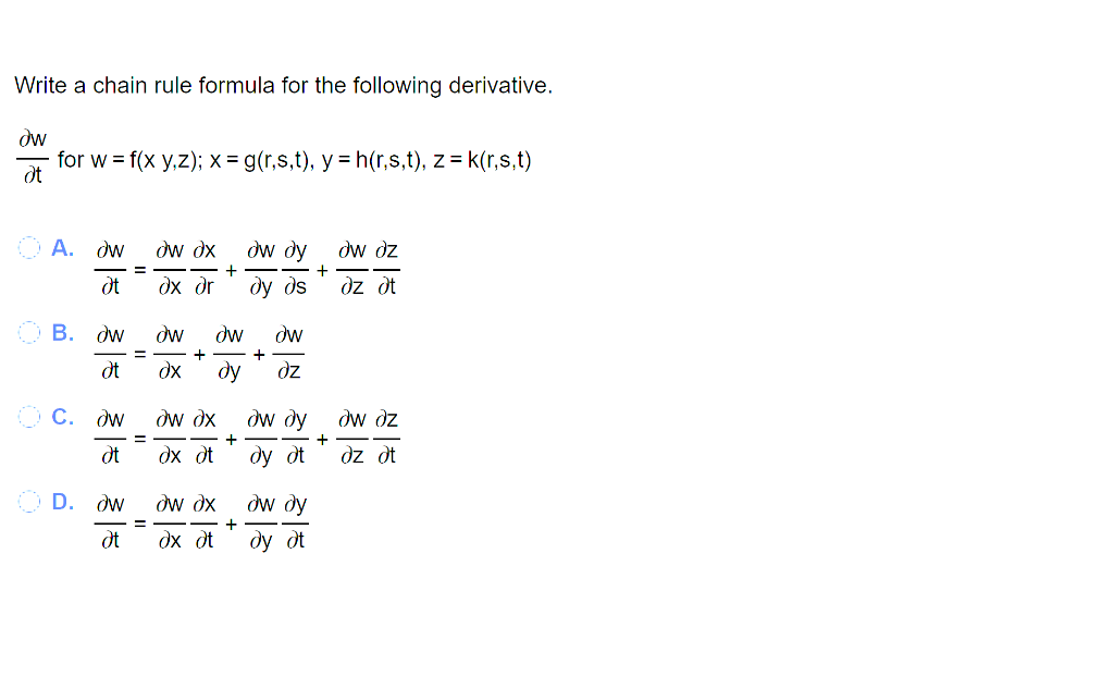 Solved Write a chain rule formula for the following | Chegg.com