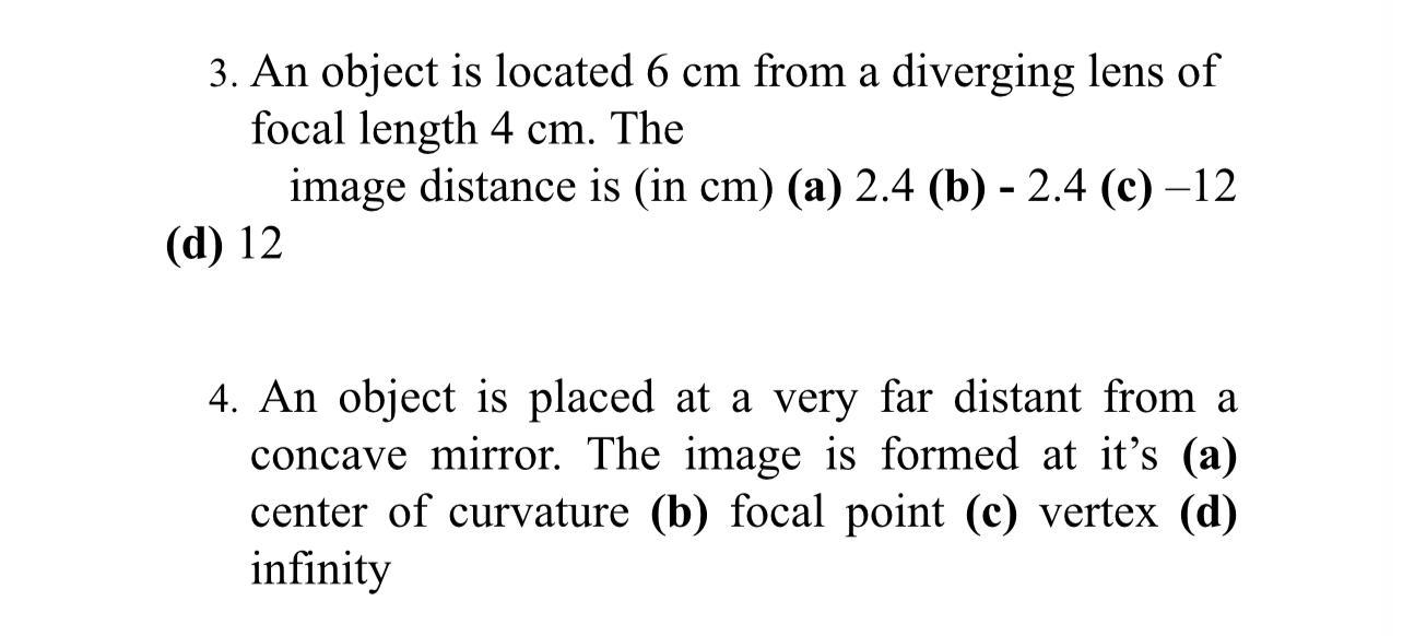 Solved 3. An object is located 6 cm from a diverging lens of | Chegg.com
