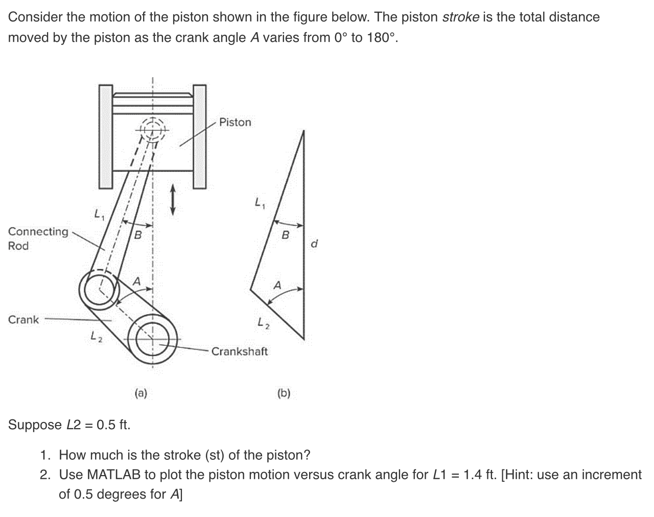 Solved Consider the motion of the piston shown in the figure | Chegg.com