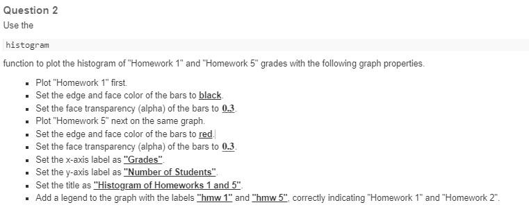 Solved Question 2 Use the histogram function to plot the | Chegg.com