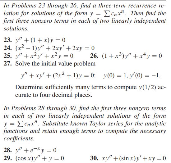 Solved = In Problems 23 through 26, find a three-term | Chegg.com