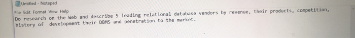 Solved Untitled-Notepad File Edit Format View Help Do | Chegg.com