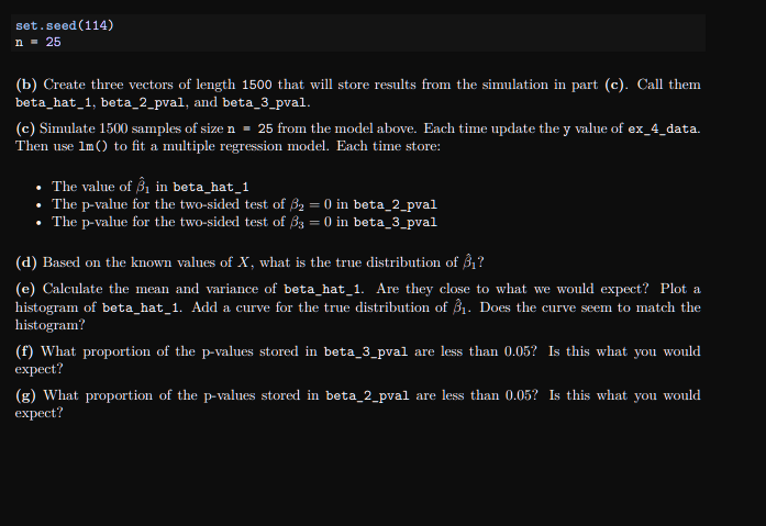 Exercise 3 (Simulating Multiple Regression) For this | Chegg.com