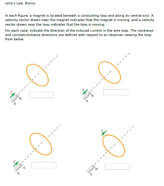 Solved Lenz's Law, Bonus In each figure, a magnet is located | Chegg.com