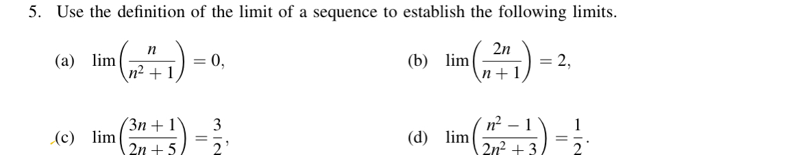 Solved 5. Use the definition of the limit of a sequence to | Chegg.com