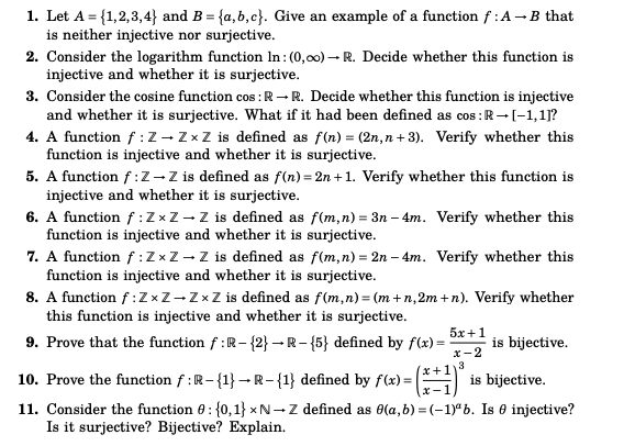 Solved 1. Let A = {1,2,3,4} and B = {a,b,c}. Give an example | Chegg.com