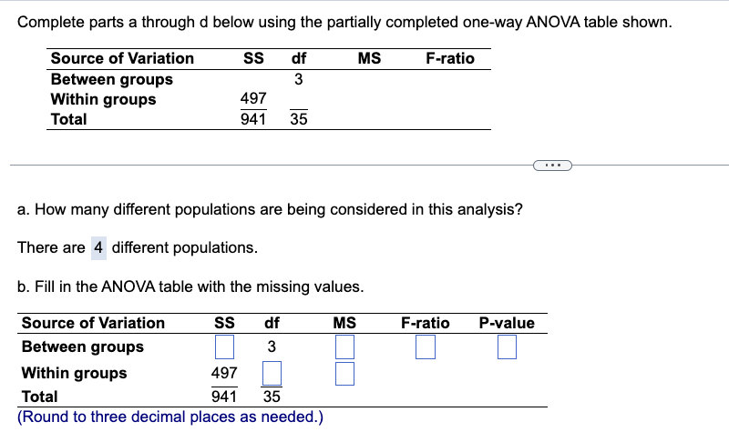 Solved Complete parts a through d below using the partially | Chegg.com