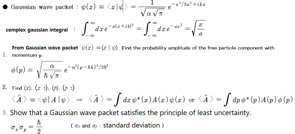 Solved Gaussian wave packet : 4(x)